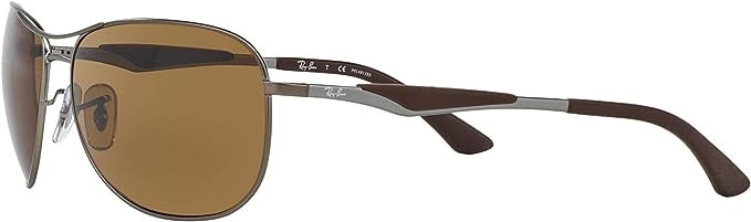 Ray-Ban Men's RB3519 Aviator Brown Lenses Matte Gunmetal Frame ...