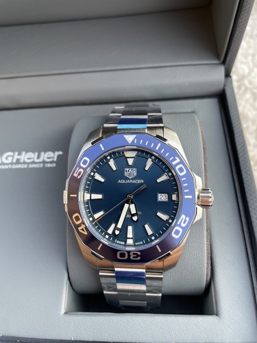 TAG Heuer 41mm Aquaracer Blue Dial Steel Quartz Men's Watch WAY111C ...