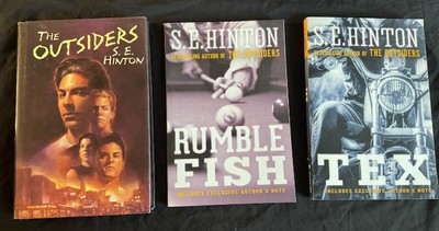 3 S.E. HINTON book LOT children set Outsiders Rumble Fish Tex Delacorte ...