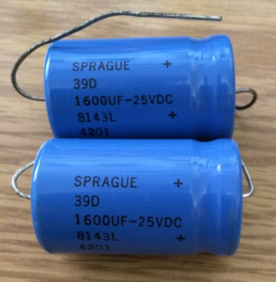 NEW Lot 2 Sprague 1600uF 25V DC Axial Capacitor 39D 8143L | eBay