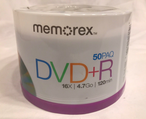 50-pk MEMOREX DVD+R New Sealed 16X 4.7GB 120mins Discs Data Video Music ...