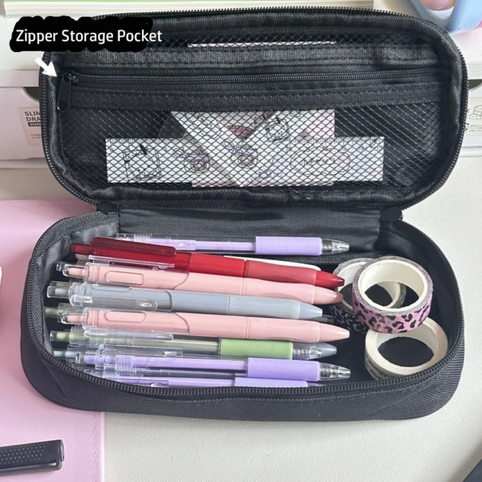 Transparent Pen Bag Canvas Stationery Bag Large Capacity Pen Box School ...