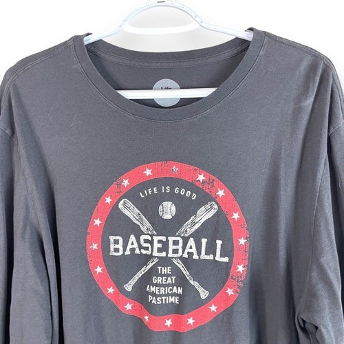 Life Is Good Baseball Smooth Tee T Shirt Mens L Black Long Sleeve ...