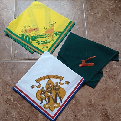 Lot of 3 Vintage Boy Scouts BSA Neckerchiefs '69 Jamboree '76 ...