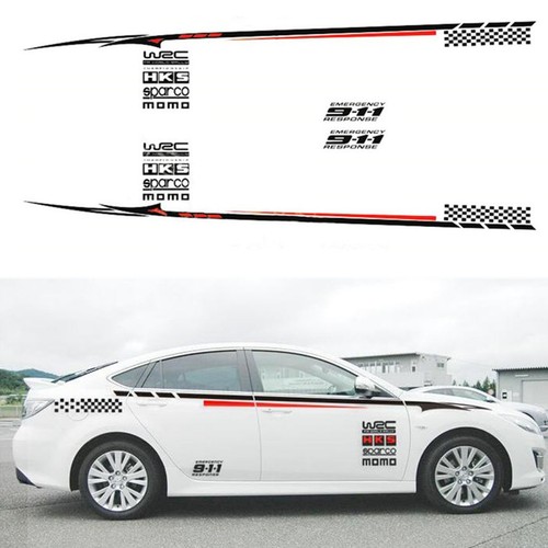 DIY Racing Car Side Body Decoration Sticker Black + Red Vinyl Decal ...