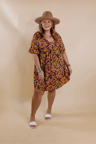 NWT Emily Wonder Fresh Blossoms Floral Print Babydoll Dress Size 1X | eBay