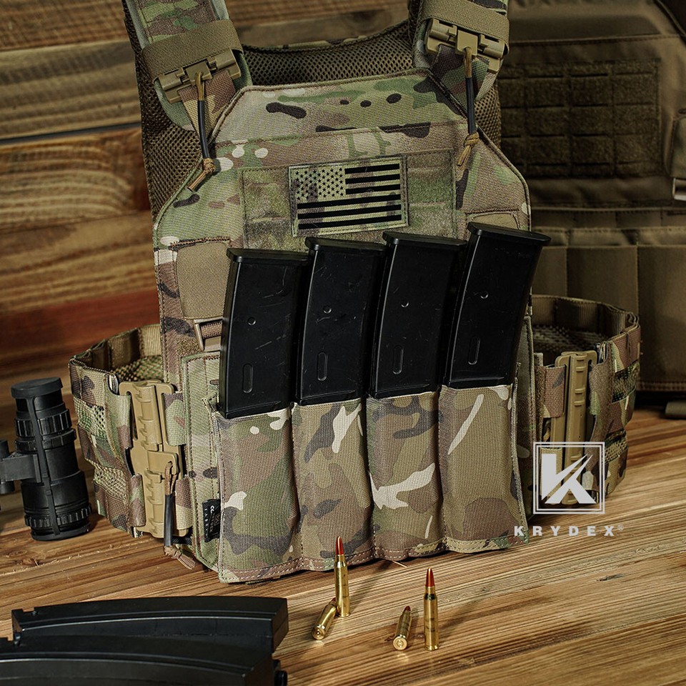 KRYDEX Quad Open Top Elastic Mag Pouch Tactical Magazine Holster MOLLE ...