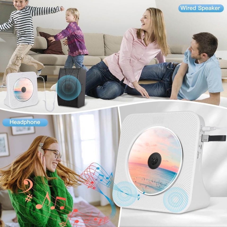CD Player Portable with Bluetooth,Desktop CD Player with Remote Control ...