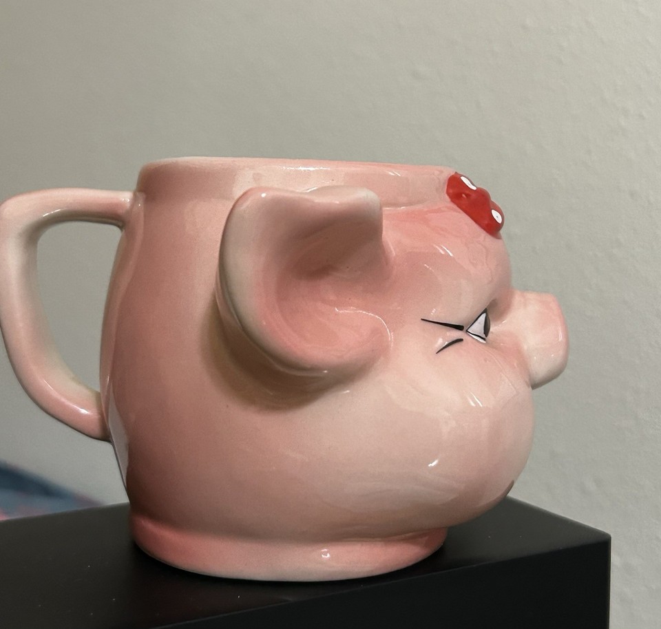Vintage 50/50’s Pink Pig W/ Red Bow tie Coffee Mug Colorful Fun | eBay