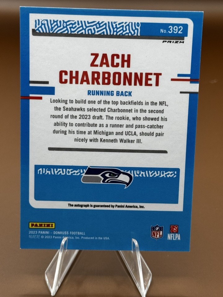2023 Panini Donruss Rated Rookie Zach Charbonnet #392 Autograph (AU, RC ...