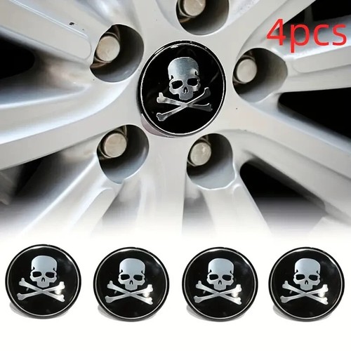 REVHEADS WHITE SKULL XBONES on 4x Plastic CUSTOM Mag Wheel Caps New (Q2 ...