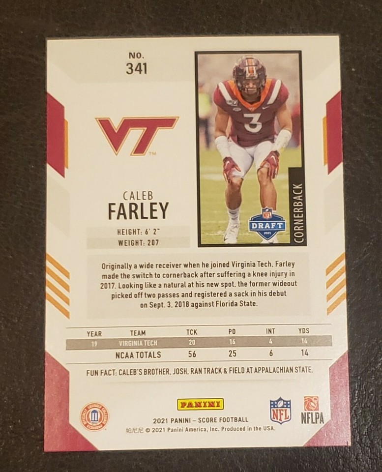 Caleb Farley 2021 Panini Score #341 RC Rookie Card | eBay