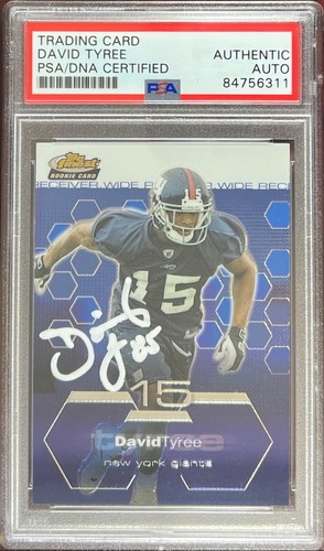 David Tyree auto Topps Finest rookie card #95 New York Giants PSA ...