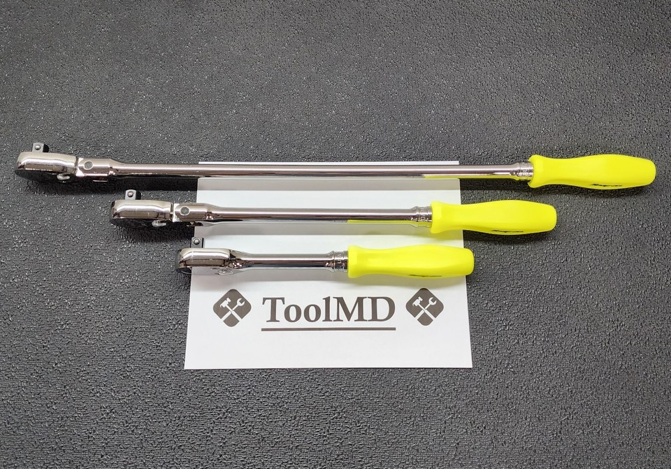 Snap-on Tools USA NEW 3pc HIGH VIS 1/2" Dr. Fixed Flex-Head Ratchet Set ...