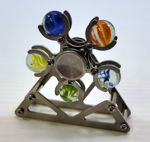 *B2) Ferris Wheel Rainbow Swirl Marbles Metal Fidget Toy Kinetic ...