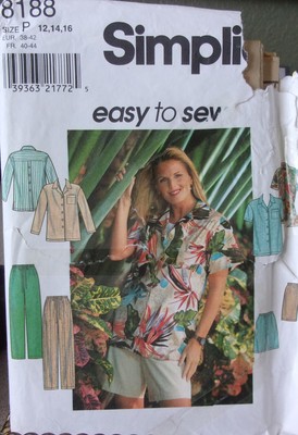Simplicity Sewing Pattern 8188 Size 12-16 Blouse, Shorts & Pants | eBay