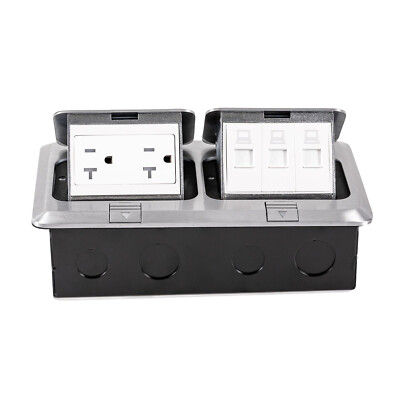 Floor Electrical Outlet Dual Pop Up Floor Outlet Box Multiple Sockets ...