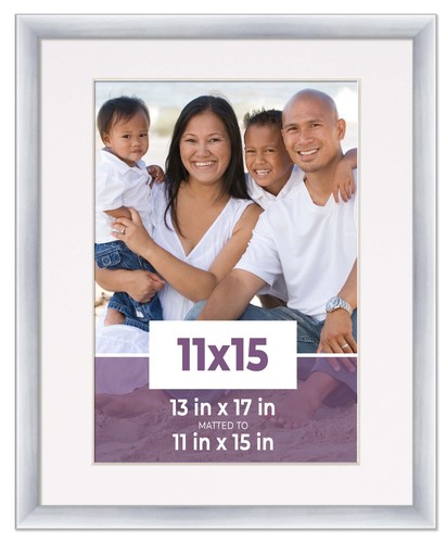 11x15 Frame Silver With White Picture Mat For 11x15 Photo - Silver ...