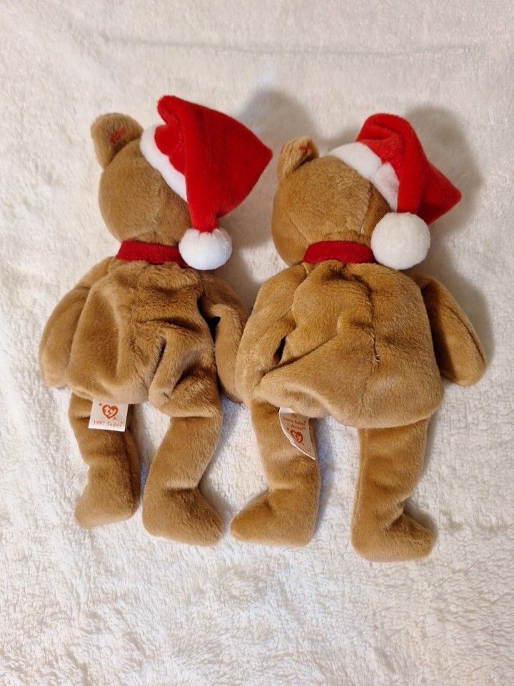 4 Ty Holiday Bears: Two 1997 Teddy & Two 1999 Holiday Teddy Beanie ...