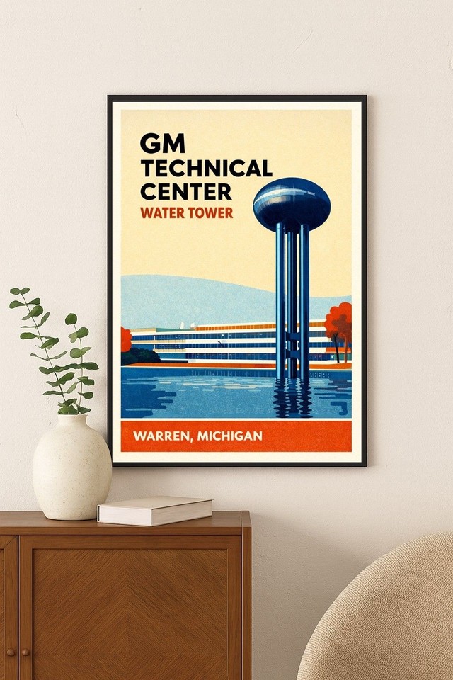 🏛️ GM Technical Center Water Tower Poster - Retro Decor 24x36” - 200gsm ...