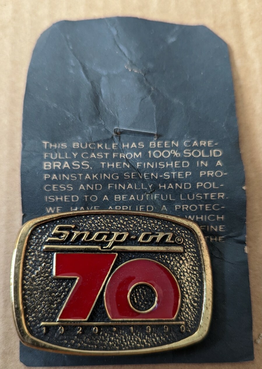 Vintage Snap On Tools 70th Anniversary Brass Belt Buc… - Gem