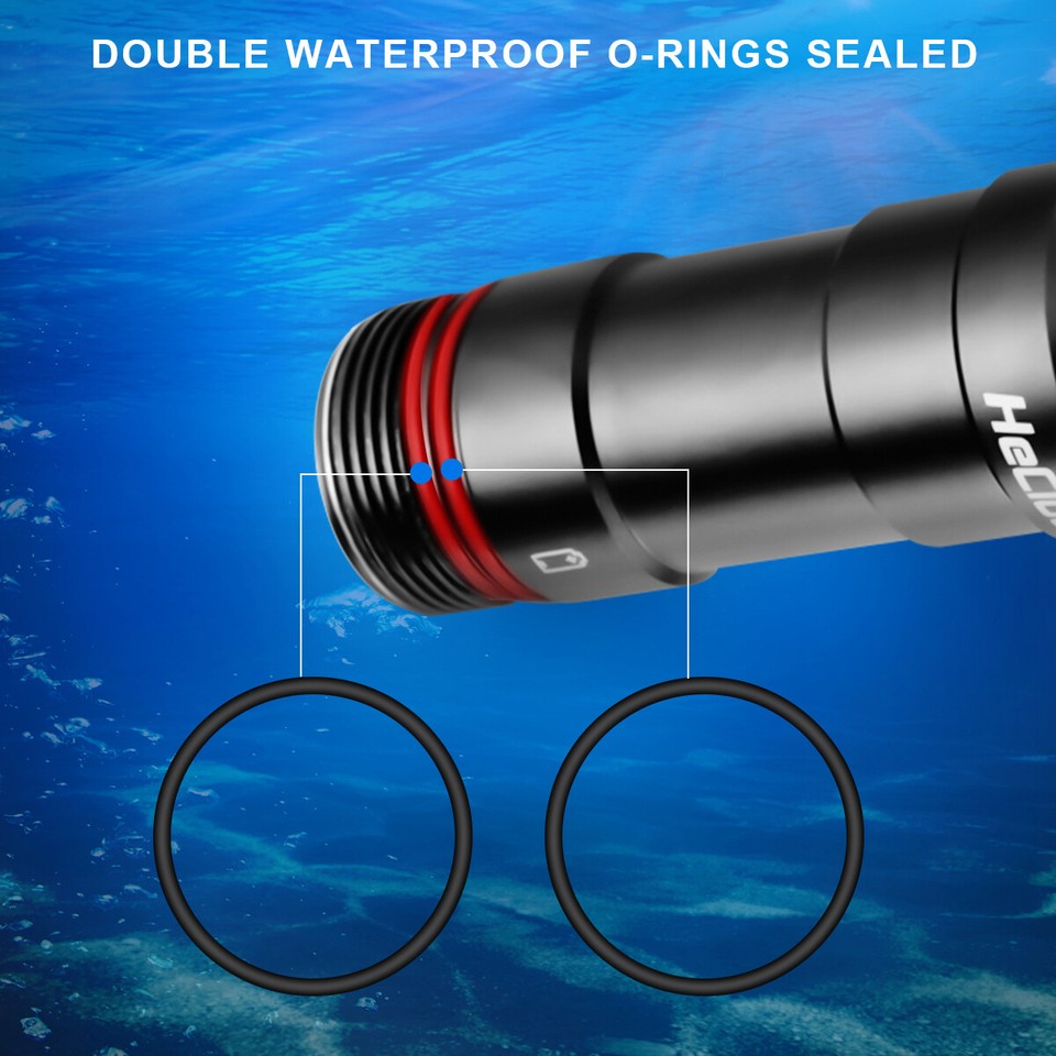 120m Underwater LED Scuba Dive Light Waterproof Rechargeable Diving ...
