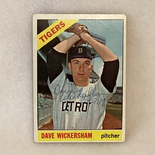 1966 Topps Dave Wickersham #58 Detroit Tigers Autographed Baseball Card ...