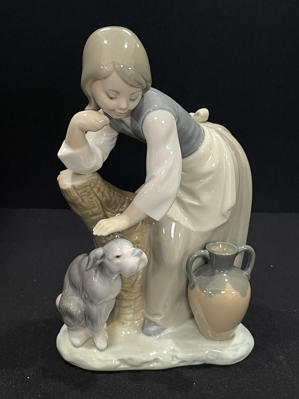 Lladro 1246 Caress & Rest Girl Petting Dog Porcelain Figurine | eBay