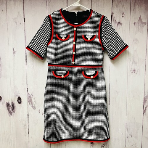 Ayomis Womens Tweed Dress Short Sleeve Lined Zip Snaps Large White ...