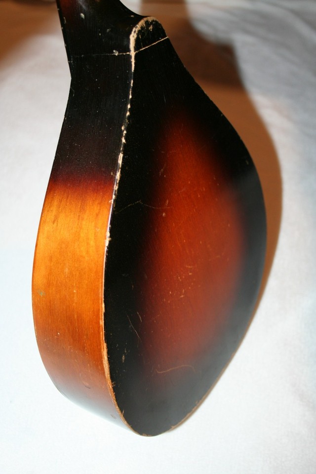 ANTIQUE FLAT BACK MANDOLIN TENOR SUNBURST TEARDROP BLUEGRASS FOLK ...