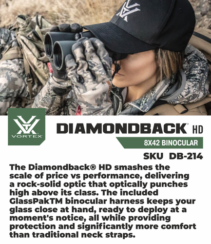 Vortex Optics Diamondback HD 8x42 Binocular with Free Camo Digital Hat ...