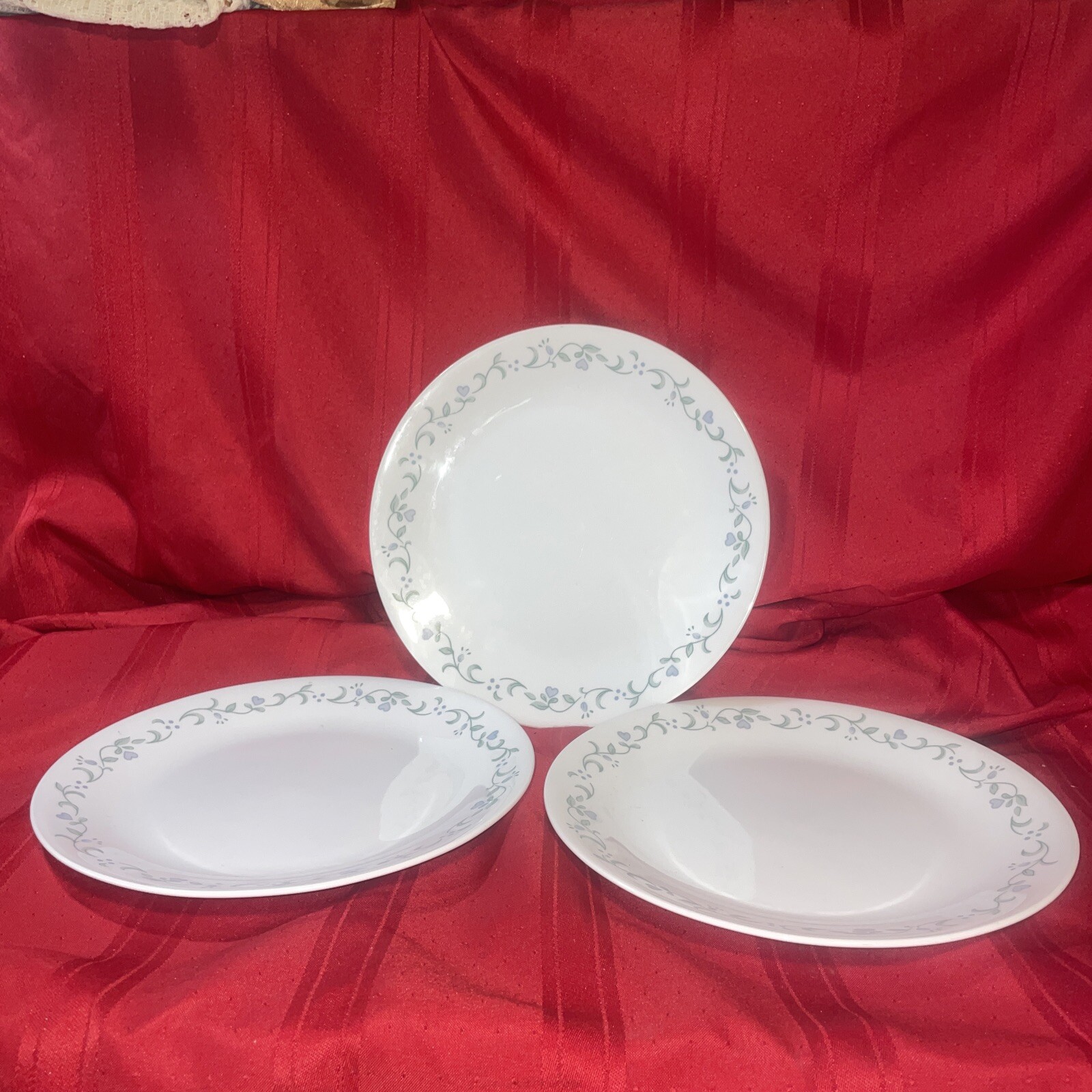 3 Corelle COUNTRY COTTAGE Vitrelle 10-1/4 / 10.25" inch Dinner Teal Floral Plate | eBay