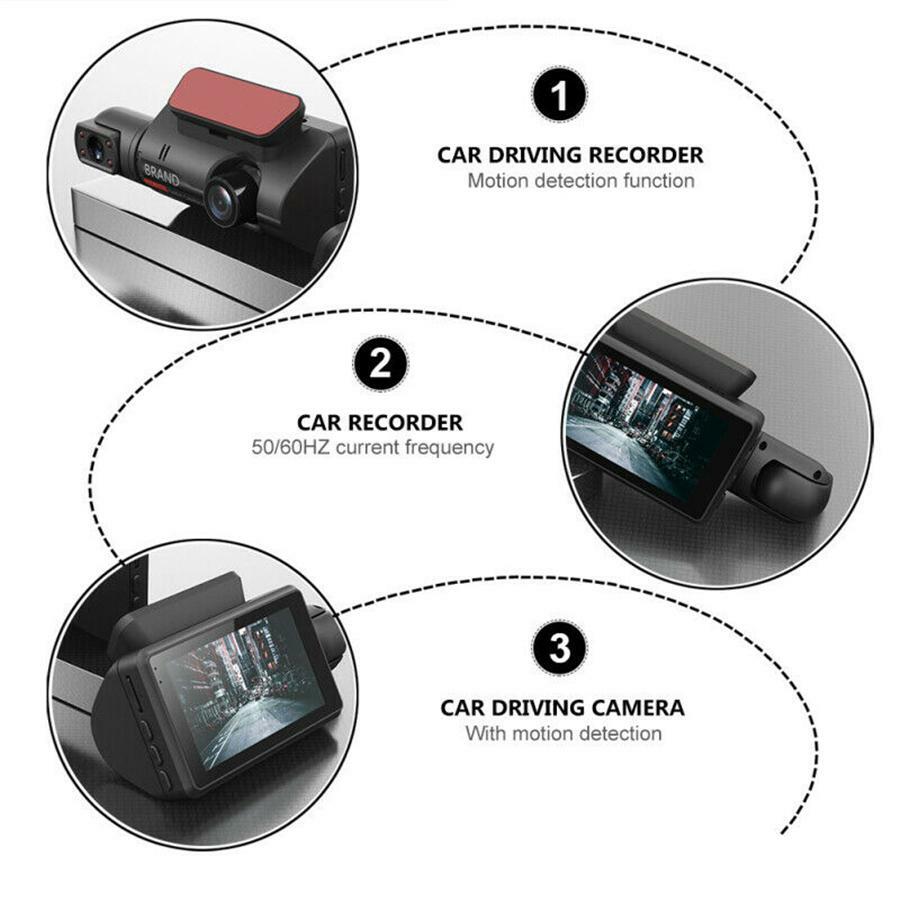Dual Lens Front Inside Camera Car DVR Dash Cam Night Vision Parking ...