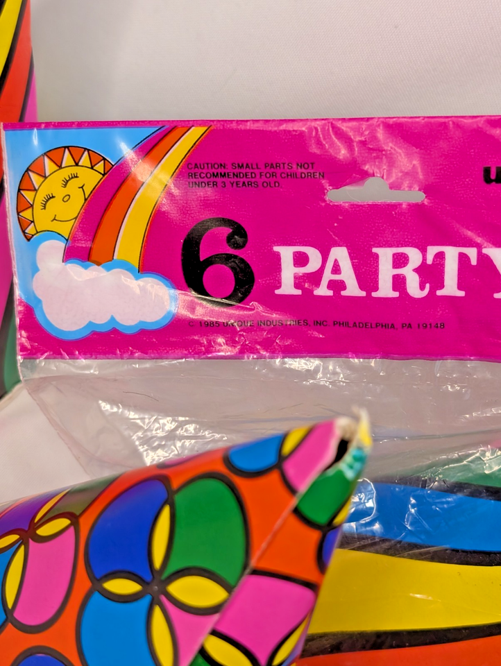 Vintage Paper Party Hats PSYCHEDELIC Geometric Groovy Designs & Colors ...