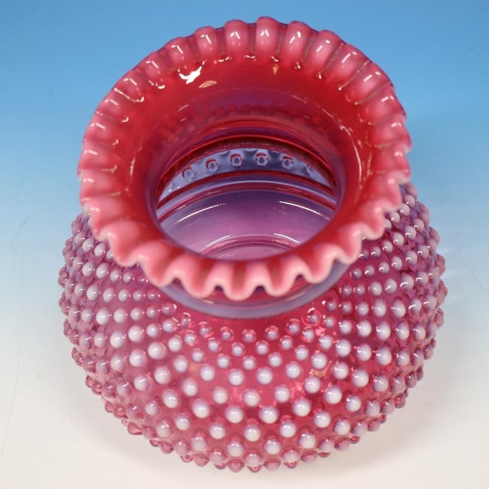 Fenton Art Glass - Cranberry Opalescent Hobnail Lamp Shade Vase - 7½ ...