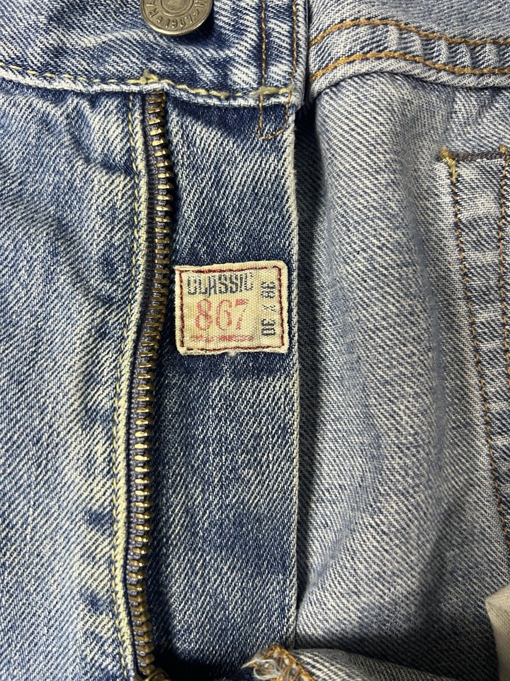 Polo Ralph Lauren 867 Classic Fit Jeans Mens 38x30 Blue Denim Leather ...