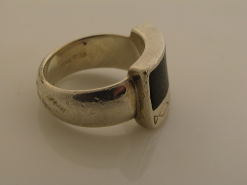 925 STERLING SILVER CLIO BLUE BLACK ENAMEL INLAY FISH RING 7-7.25 | eBay