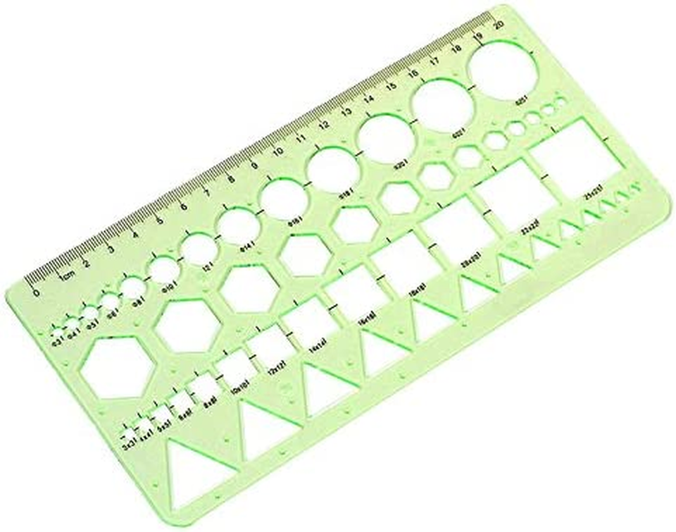 2PCS Plastic Green Measuring Templates Geometric Rulers for Office and ...