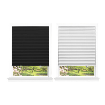 Pleated Window Shades Room Darkening Vinyl Blinds - 75" L White & Black ...
