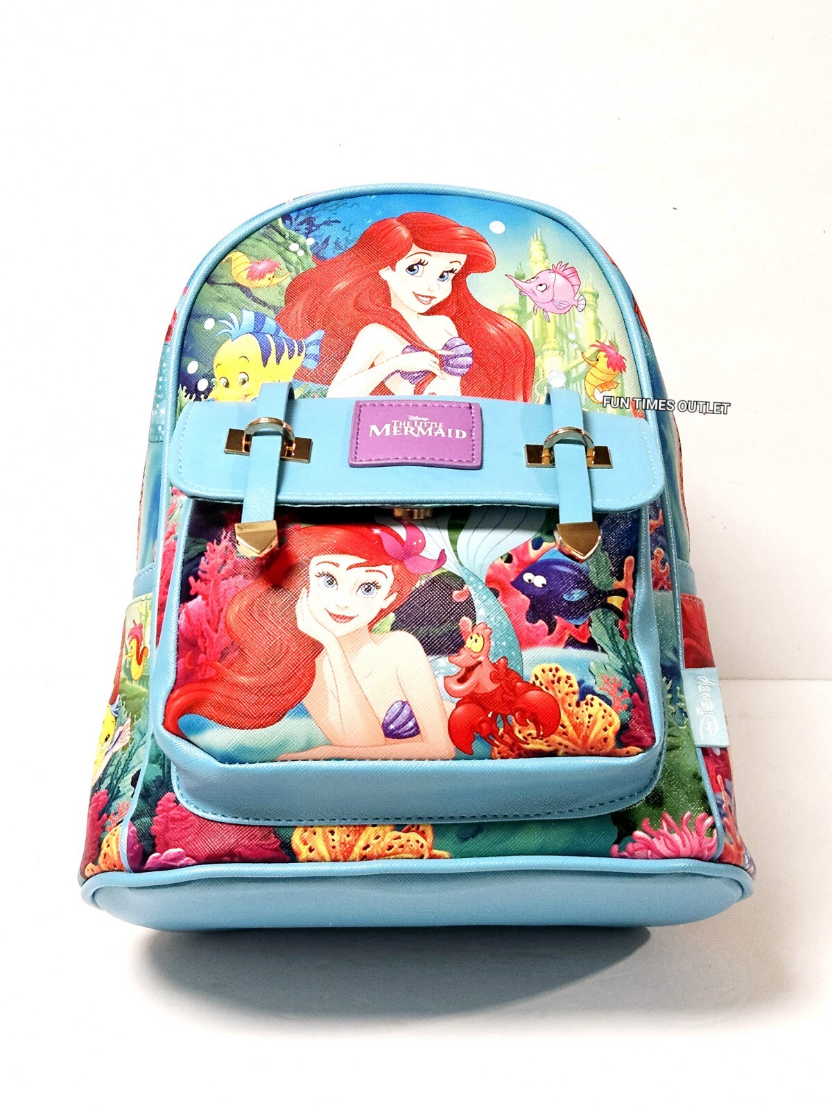 Disney The Little Mermaid 11" Backpack Purse Flounder Sebastian Crab ...