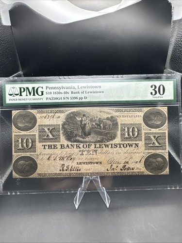 1846 $10 THE BANK OF LEWISTOWN PENNSYLVANIA OBSOLETE CURRENCY NOTE | eBay