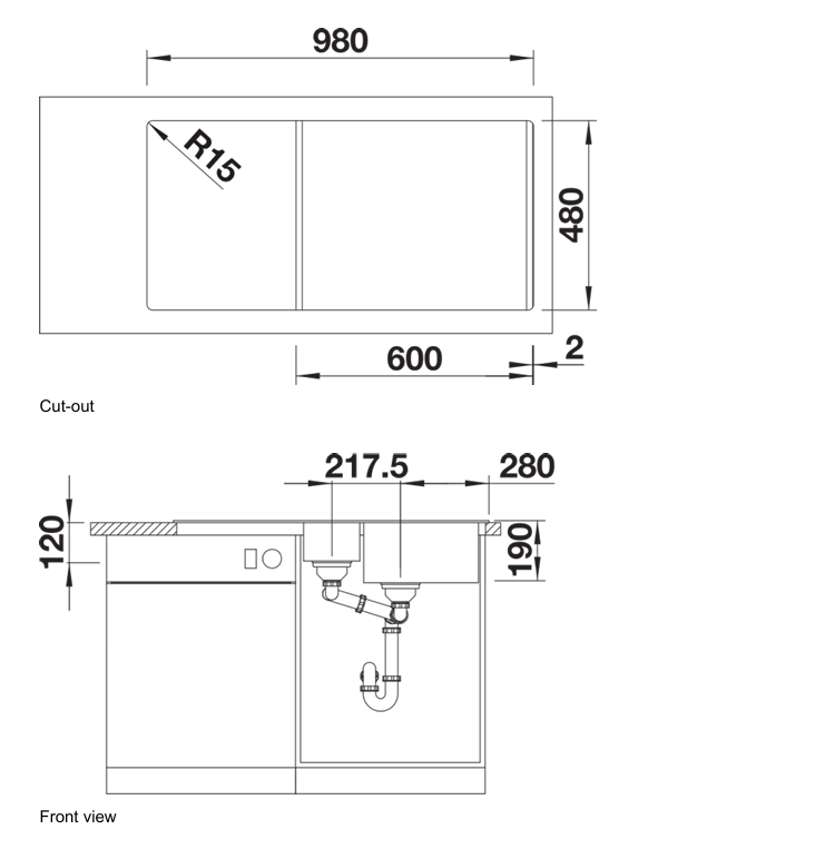 Blanco 519858 SONA 6S 1.5 Bowl Inset Silgranit Reversible Kitchen Sink ...
