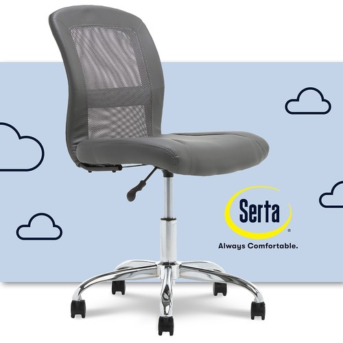 Serta Essentials Armless Ergonomic Bonded Leather/Mesh Swivel Task ...