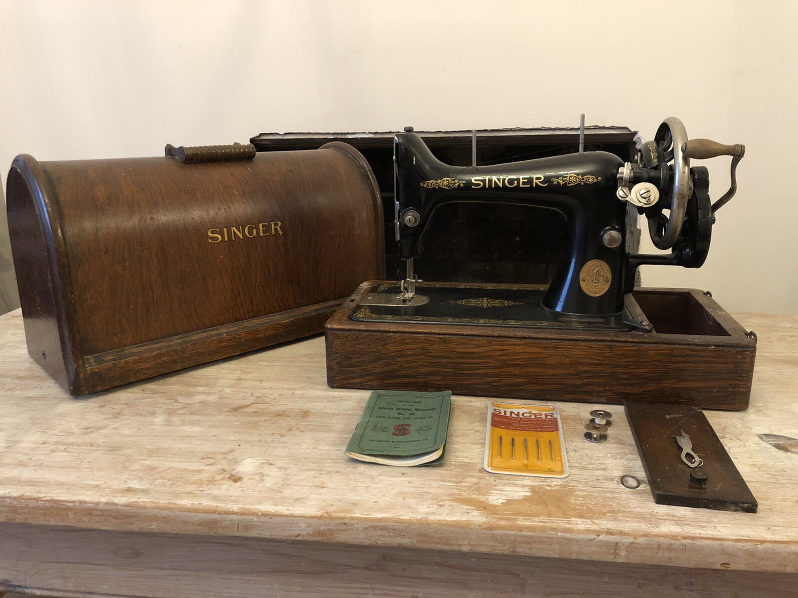 Singer 99k 1922 Y Series Sewing Machine With Bent Wood Box/Case 102 ...