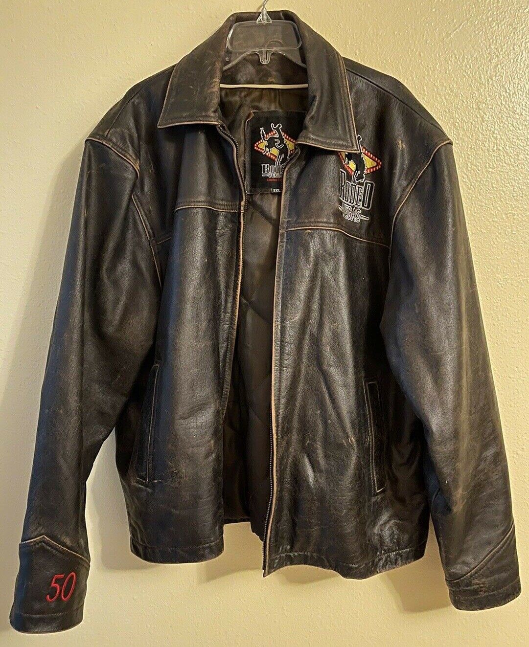 RODEO VEGAS 50th NATIONAL FINALS RODEO LEATHER JACKET - Mens Size 3XL ...