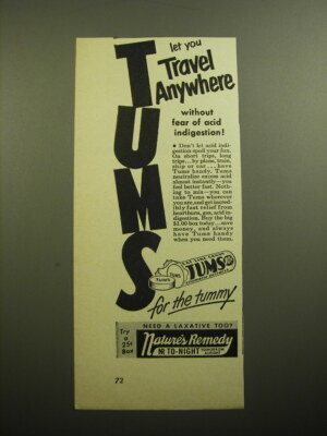 1950 Tums Medicine Ad - Tums let you travel anywhere | eBay