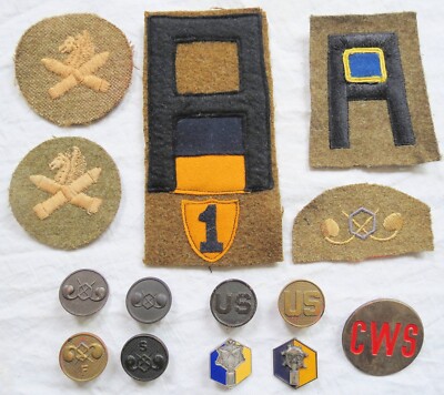 US Army Chemical Corps Etc. Collar Disc & Patch & Pin Lot WWI Etc. Vtg ...