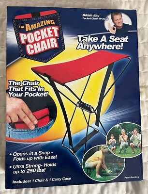 The Amazing Pocket Chair Red Foldable Camping Seat Outdoors As seen On ...