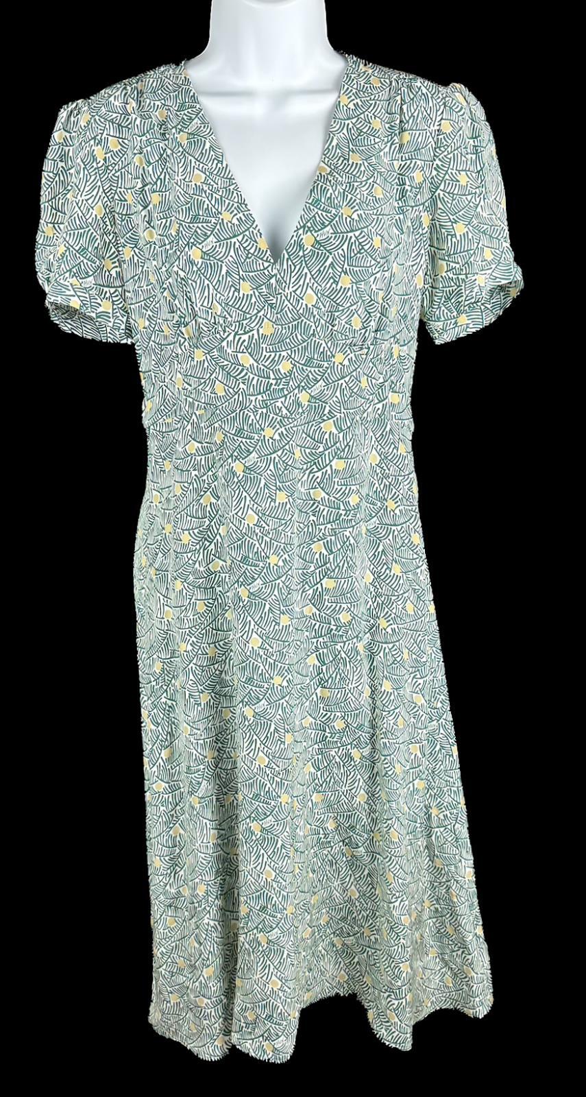 Women's HVN Label Paula Silk Short Sleeve Midi Dress in Green Print ...