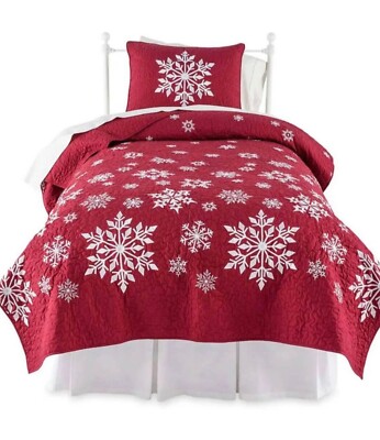 Plow and Hearth Embroidered Snowflake Twin Quilt Sets w/ Matching ...